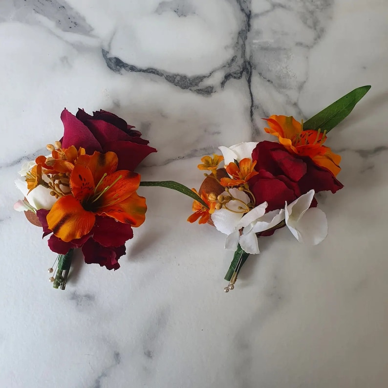 Burnt Orange Bouquet Wedding Bouquet and Buttonholes Autumn - Etsy
