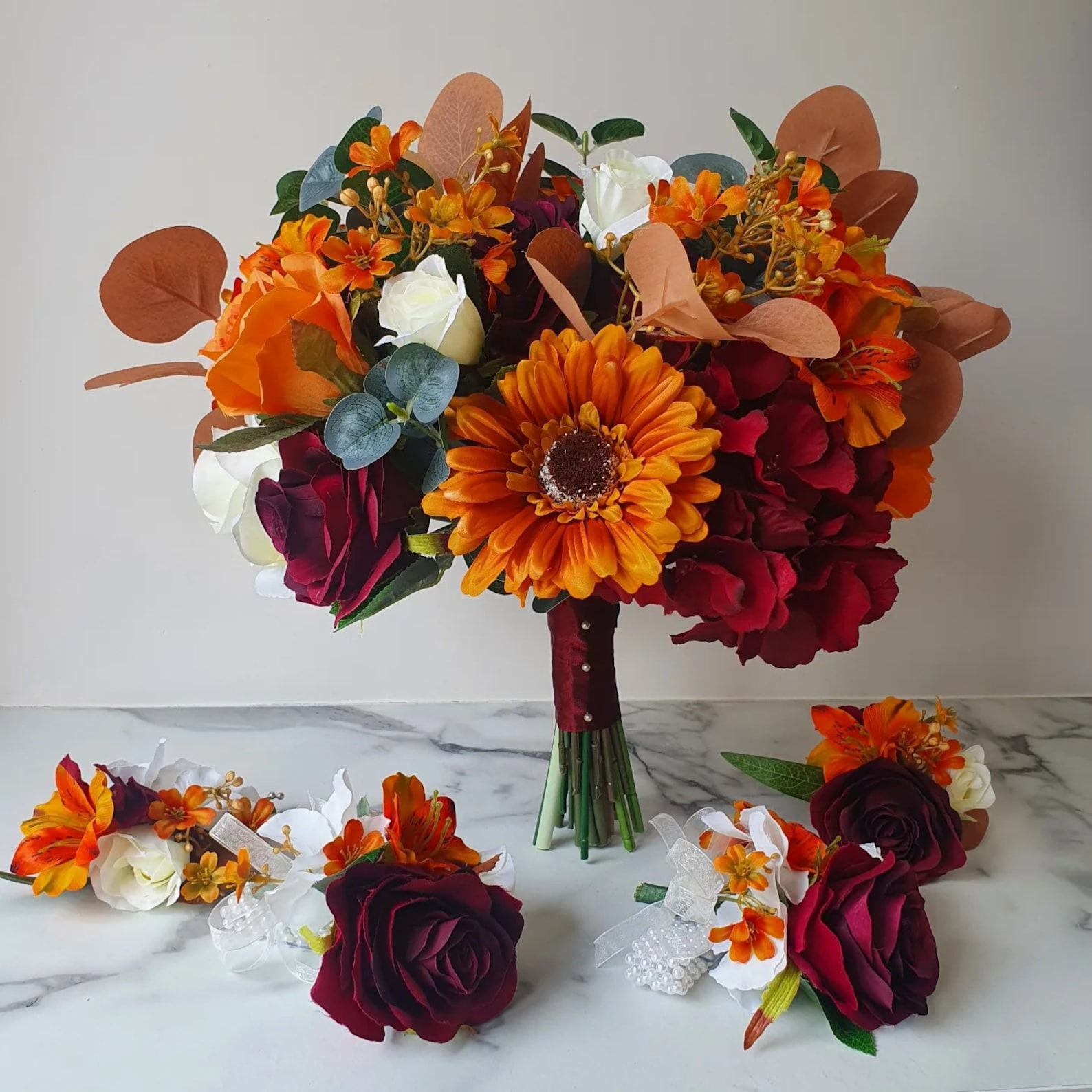 Burnt Orange Bouquet, Wedding Bouquet and Buttonholes, Autumn Wedding ...