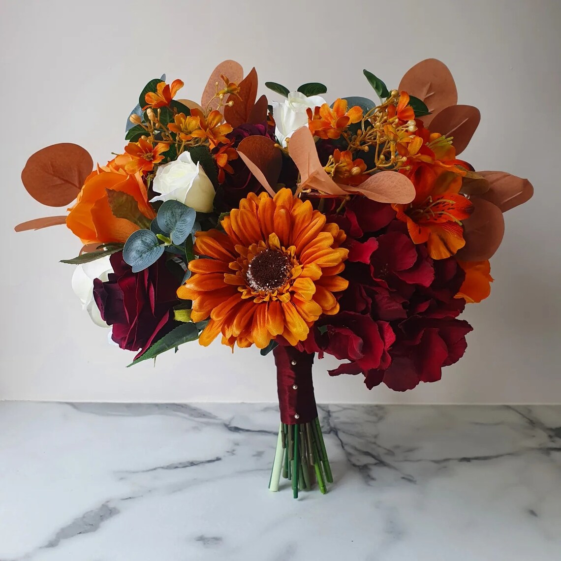 Burnt Orange Bouquet, Wedding Bouquet and Buttonholes, Autumn Wedding ...