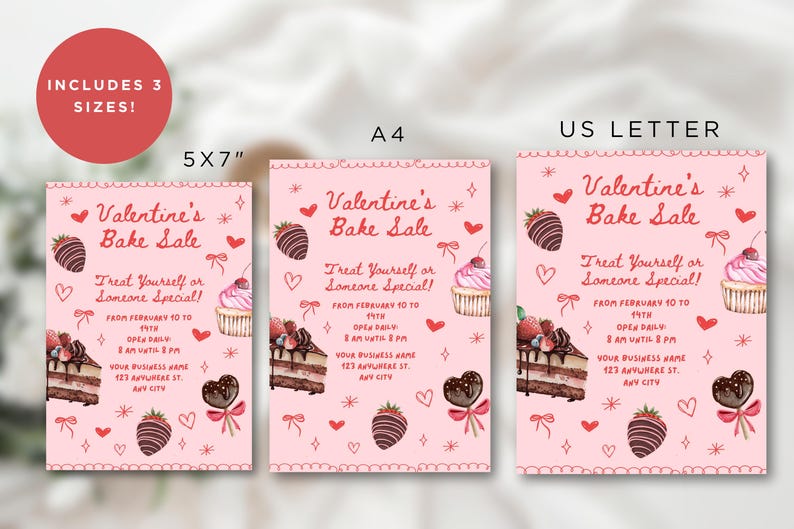 Pink Red Valentine's Day Bake Sale Flyer Template | Customizable ...