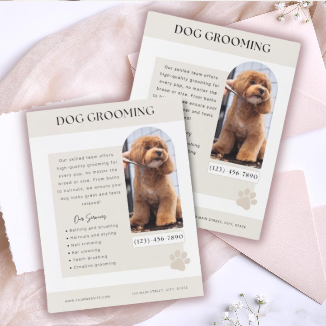 Editable Dog Grooming Flyer Template - Customizable Canva Design for ...