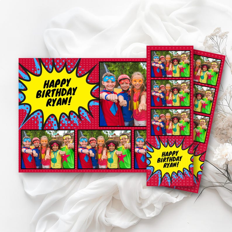 Superhero Comic Photobooth Canva Template | Fully Editable | Birthday ...