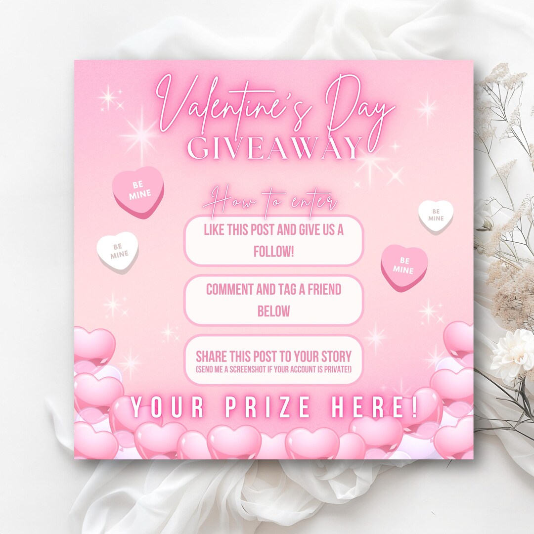 Editable Valentine's Day Giveaway Post Template, Canva Design for ...