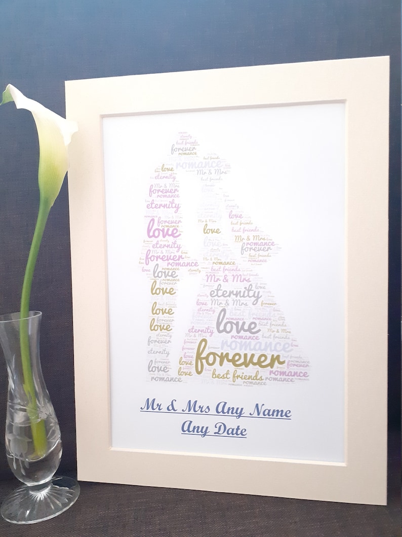 Personalised Engagement Print/ Engaged Couples Word Art ...
