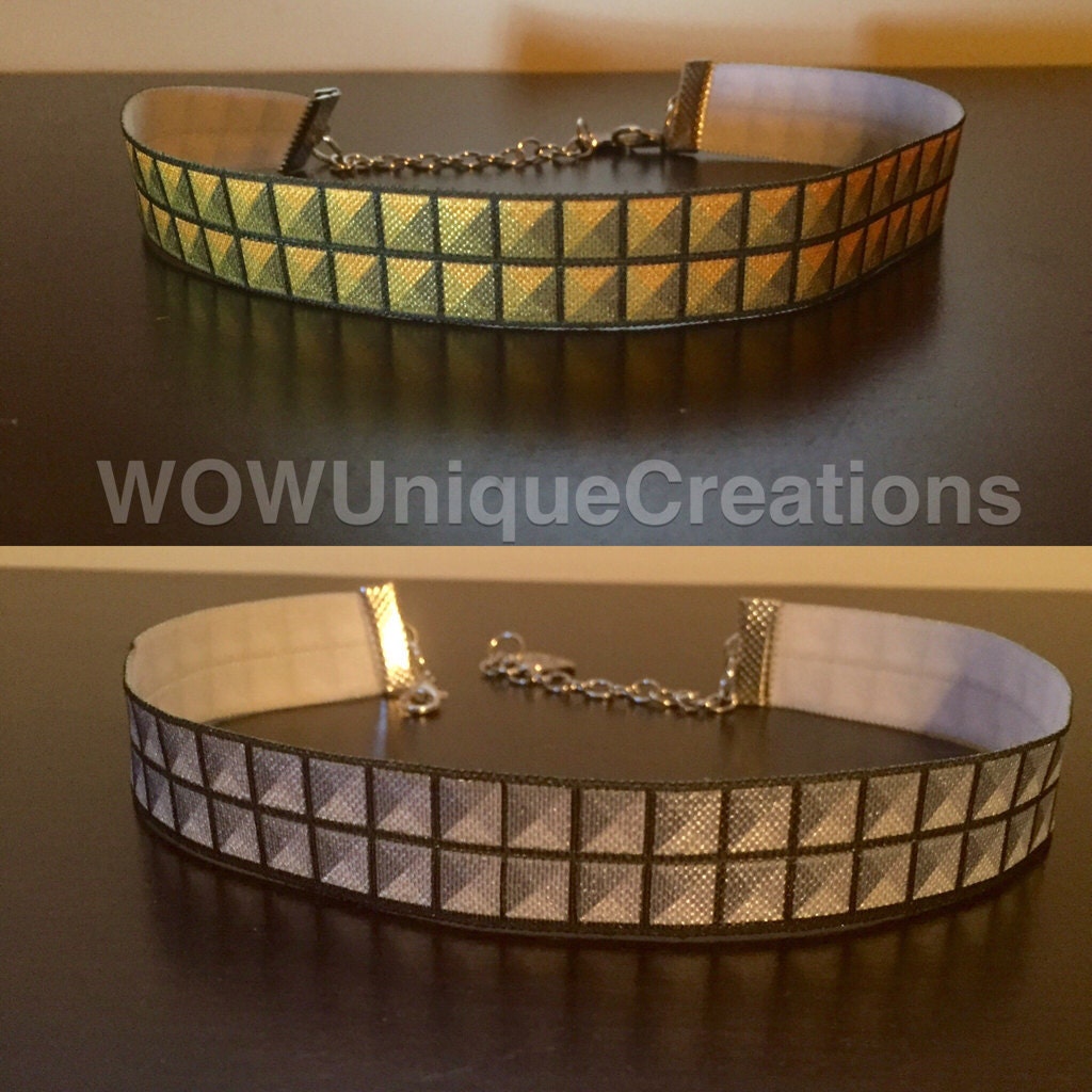Gold Studded Printed Fabric Choker, Studded Chokers, Gifts for Teen ...