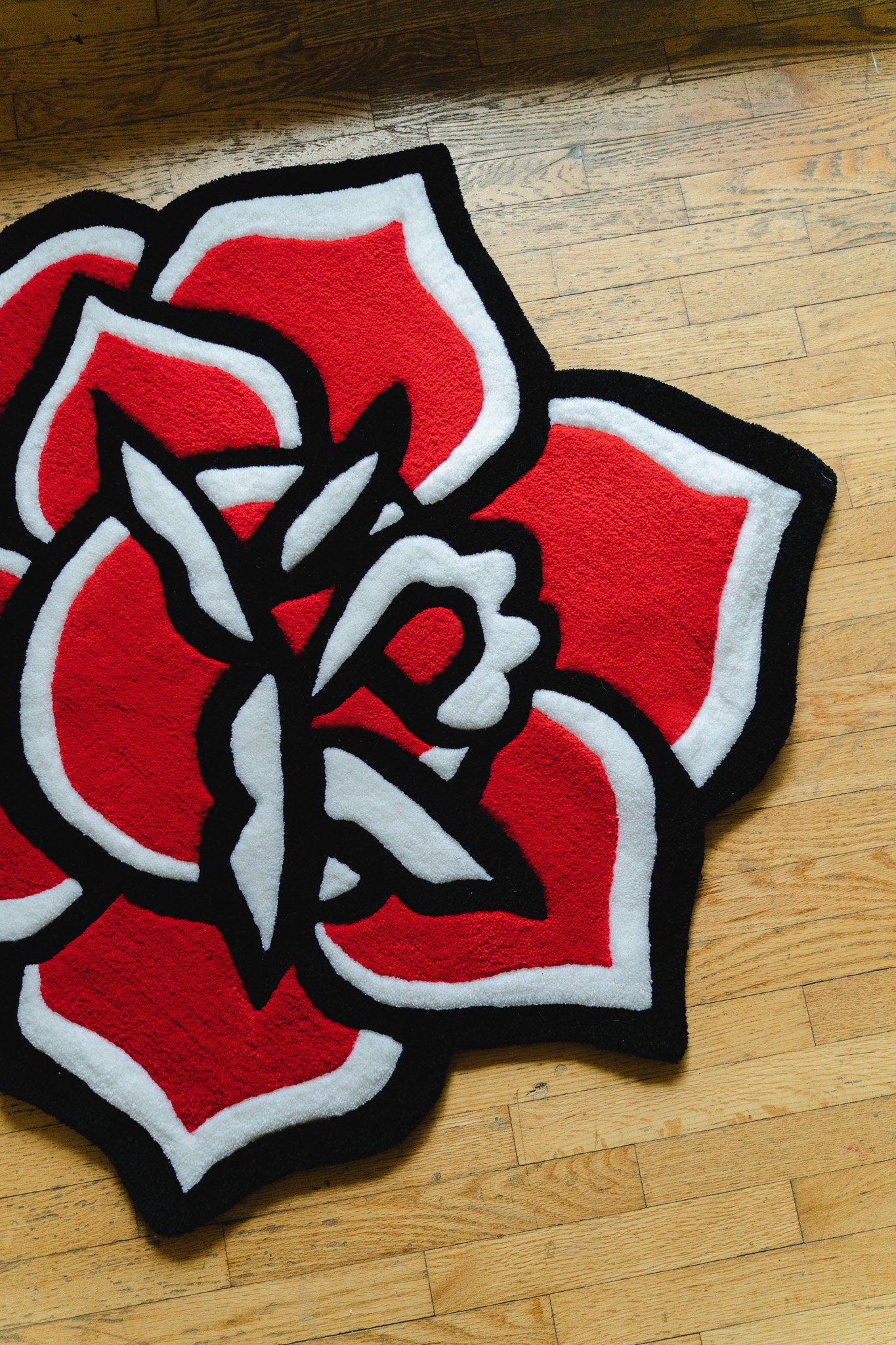 Tufted 2 Color Rose Traditional Tattoo Rug or Wall Decor - Etsy