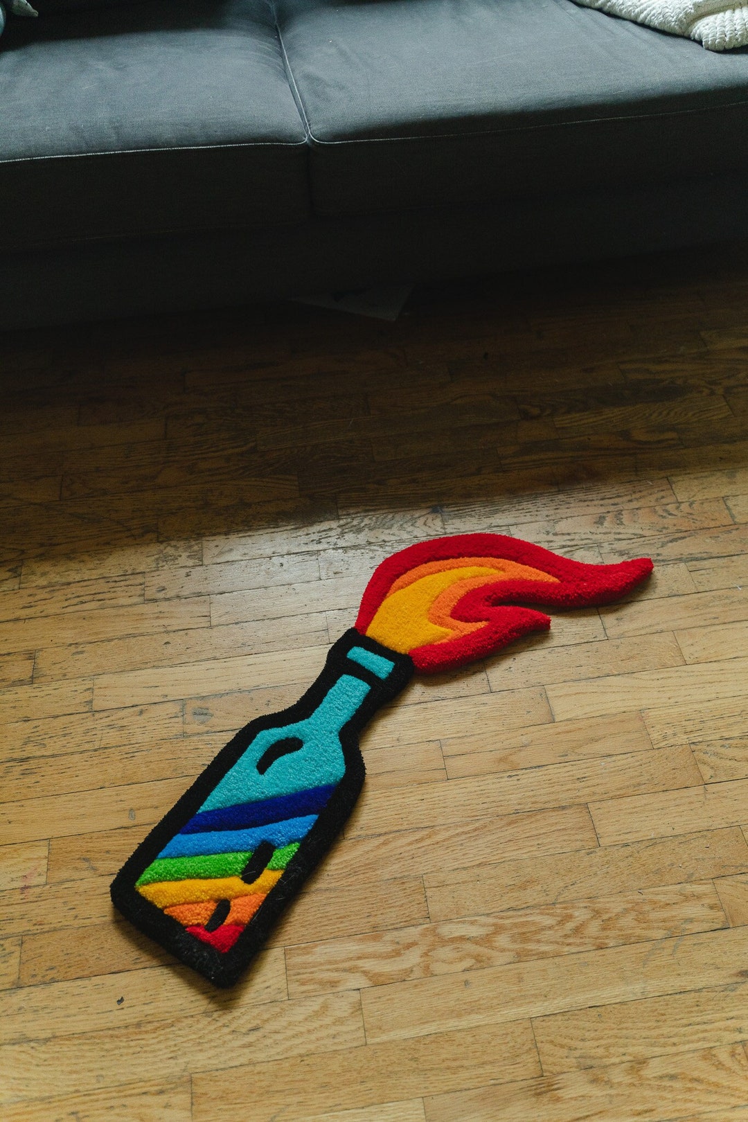 Handmade Tufted Rainbow Molotov Cocktail Wall Decor Rug - Etsy