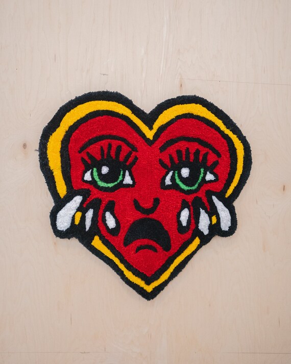 Handmade Tufted Crying Heart Traditional Tattoo Rug - Etsy