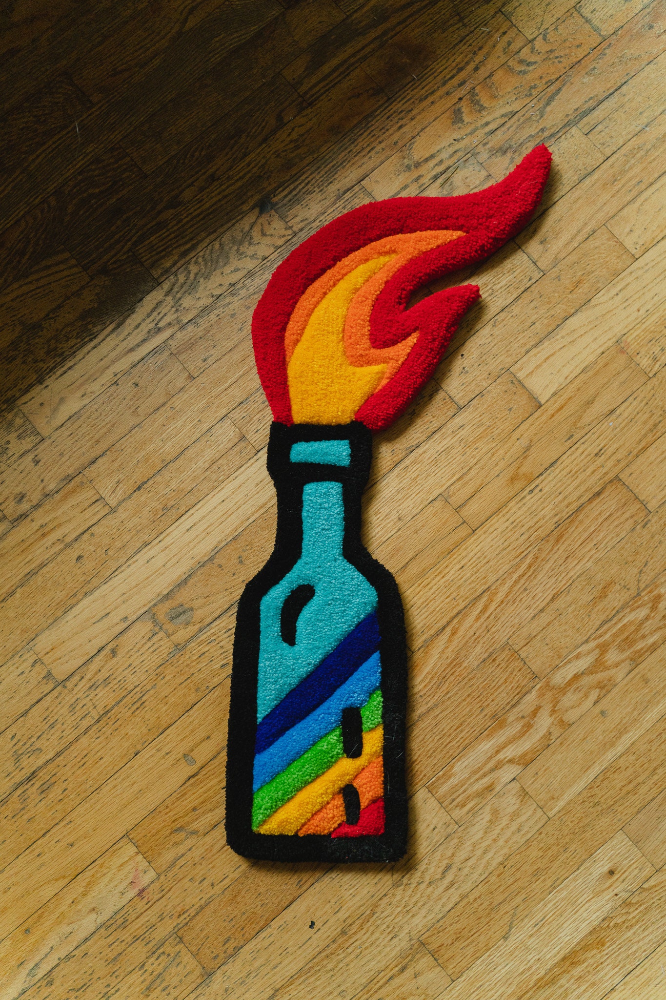 Handmade Tufted Rainbow Molotov Cocktail Wall Decor Rug - Etsy
