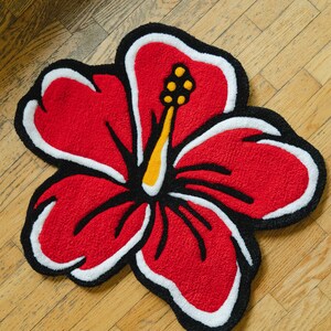 Handtufted Hibiscus Flower Rug or Wall Decor - Etsy