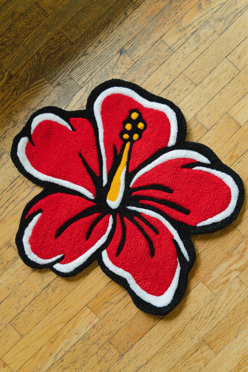 Handtufted Hibiscus Flower Rug or Wall Decor - Etsy