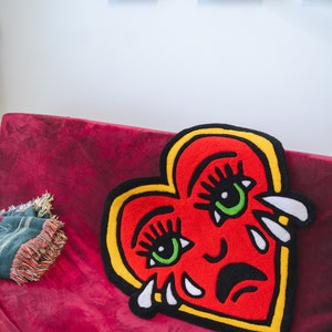 Handmade Tufted Crying Heart Traditional Tattoo Rug - Etsy