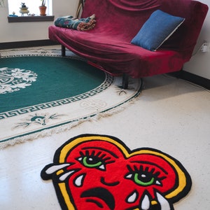 Handmade Tufted Crying Heart Traditional Tattoo Rug - Etsy