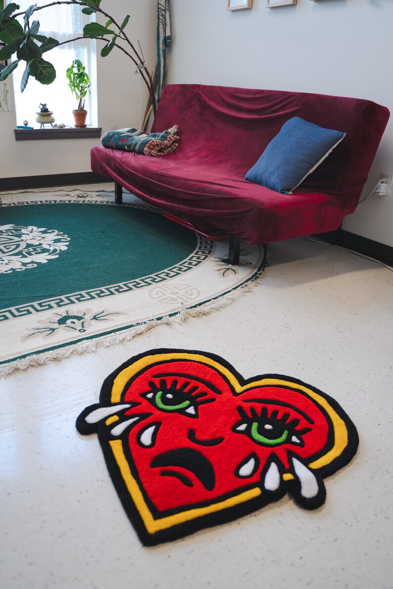 Handmade Tufted Crying Heart Traditional Tattoo Rug - Etsy