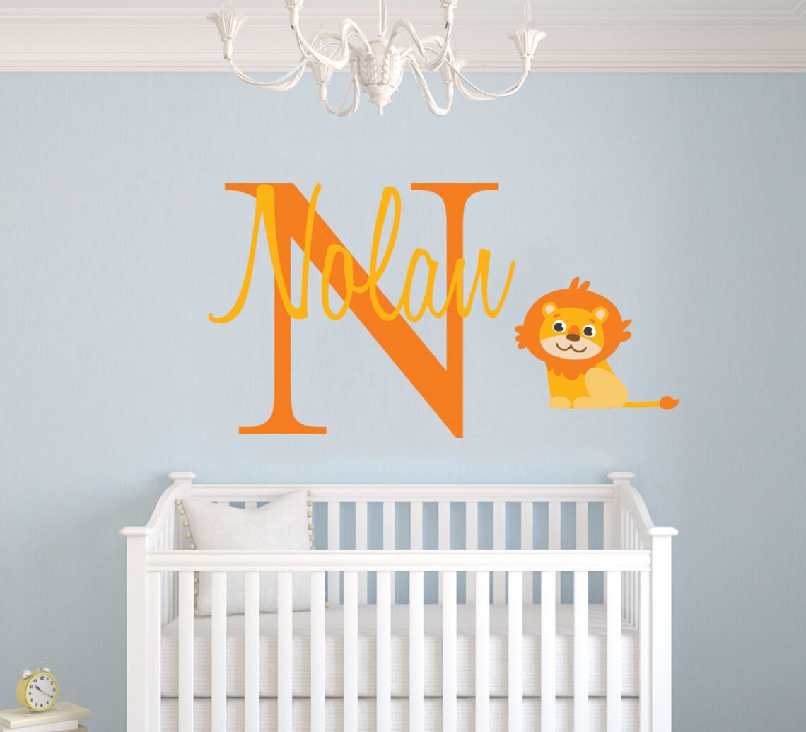 Personalized Name Lion Animal Series Baby Boy Nursery Wall | Etsy