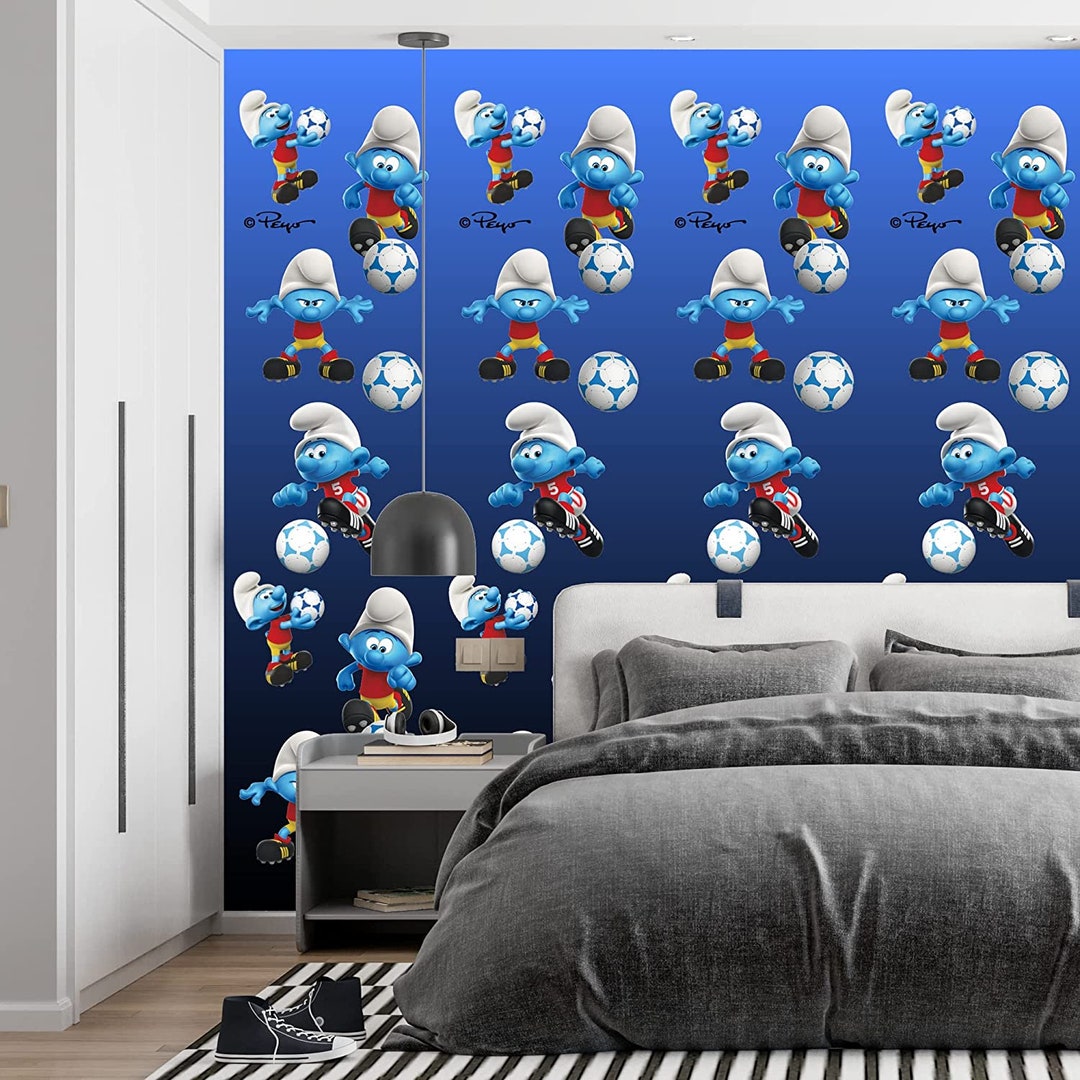 The Smurfs Peel and Stick Wallpaper EGD X the Smurfs Series - Etsy