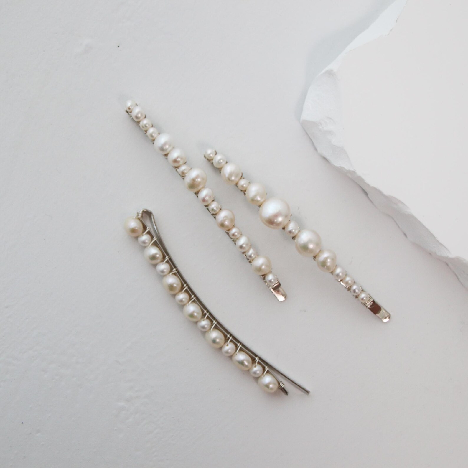 Freshwater Pearl Barrette: Minimal Bridal Hair Clip, Silver or Gold - Etsy