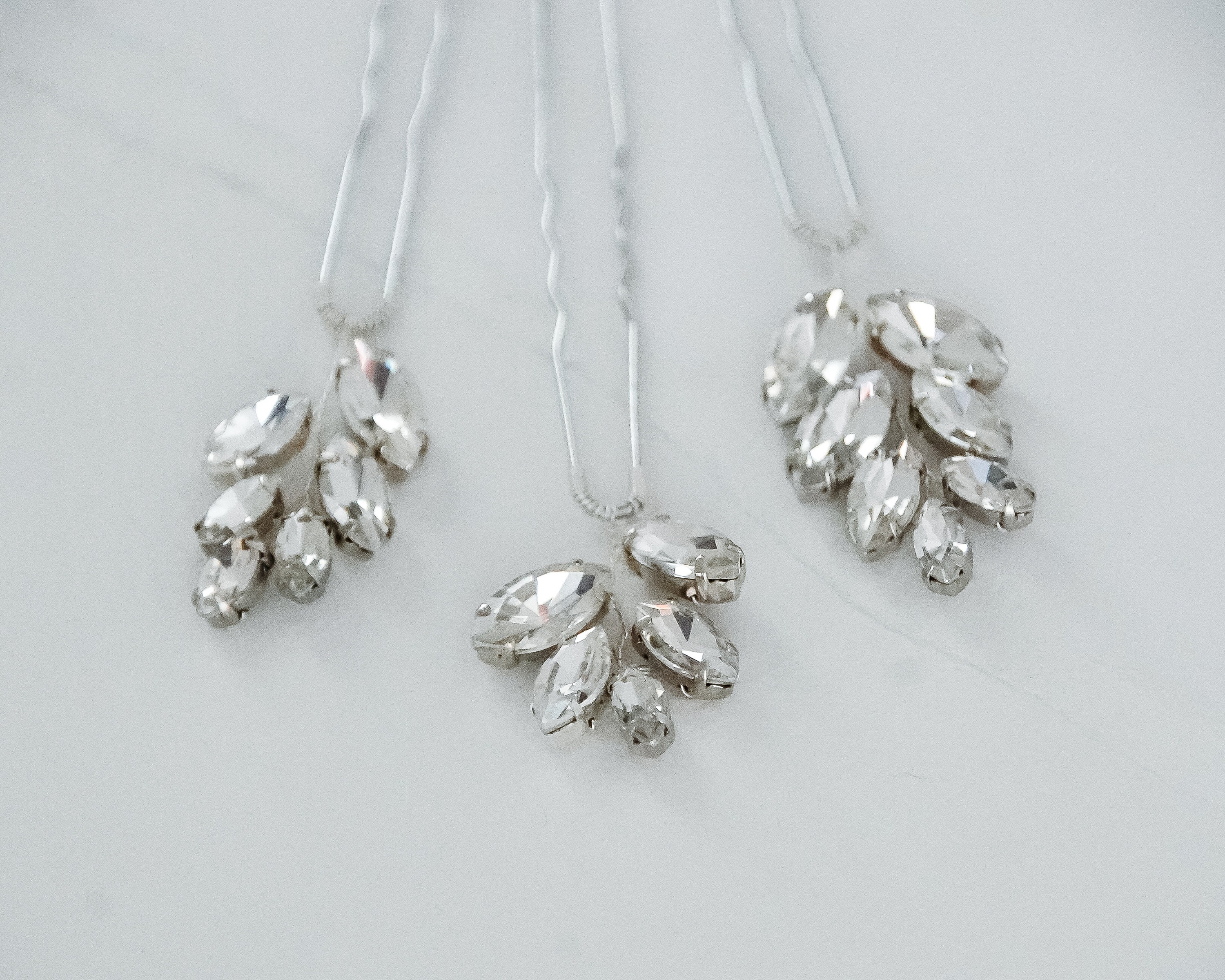Rhinestone Branch Cluster Hair Pin Set set of 4 - Etsy