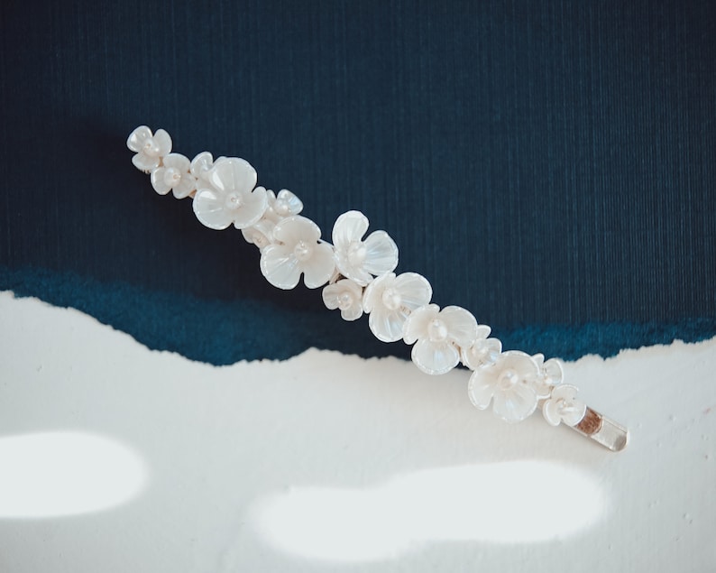 Ivory Flower Barrette Scattered Clustered Tiny Flowers on a | Etsy