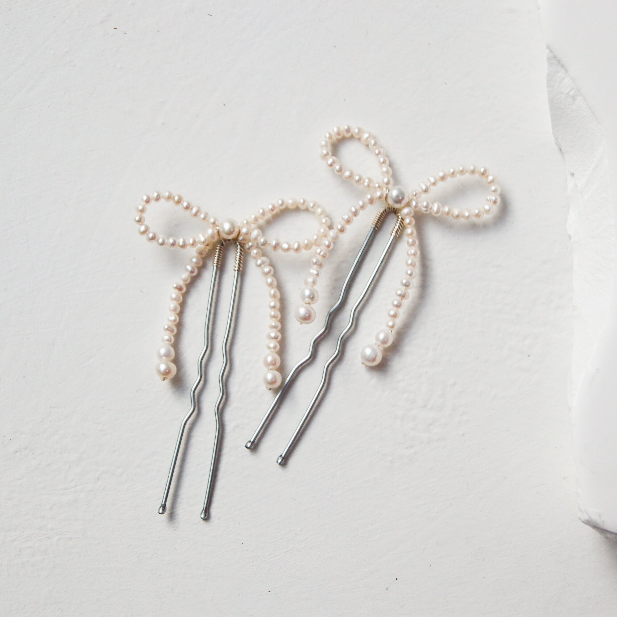 Mini Pearl Bow Hair Pins (set of 2) - Etsy