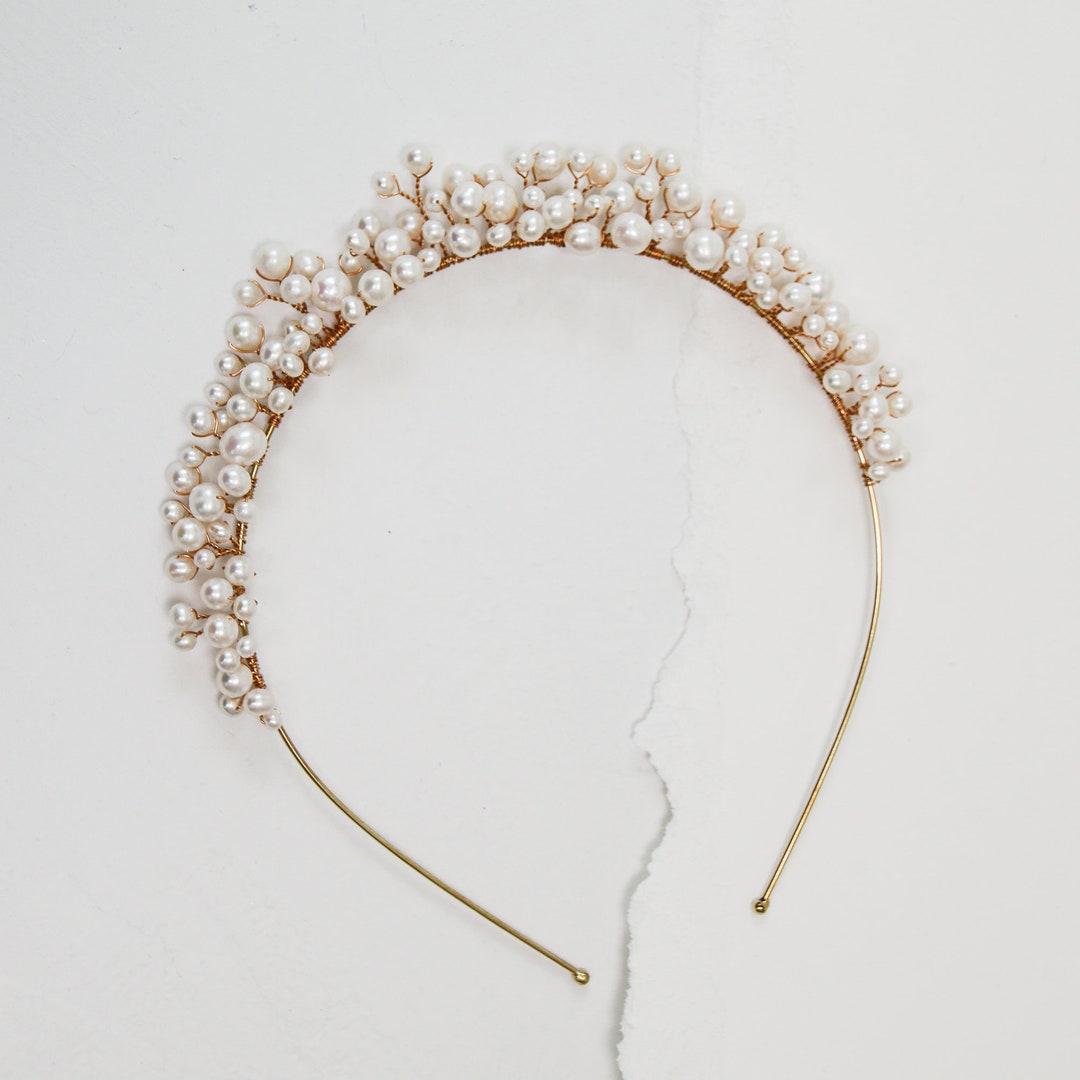 Freshwater Pearl Branch Tiara | Bridal Crown Featuring Clusters of ...