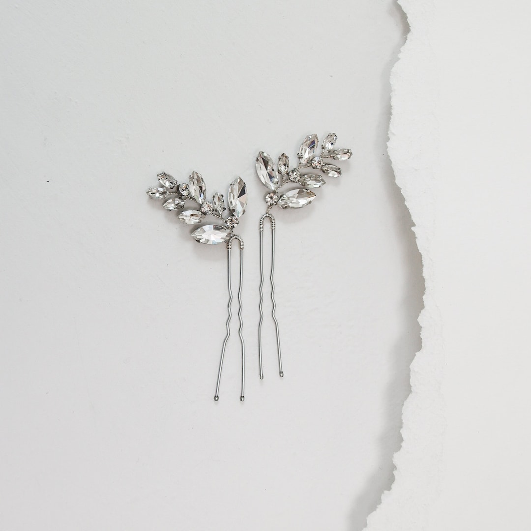 Fern Rhinestone Hair Pins | Nature Inspired Wedding Hair Accessories ...