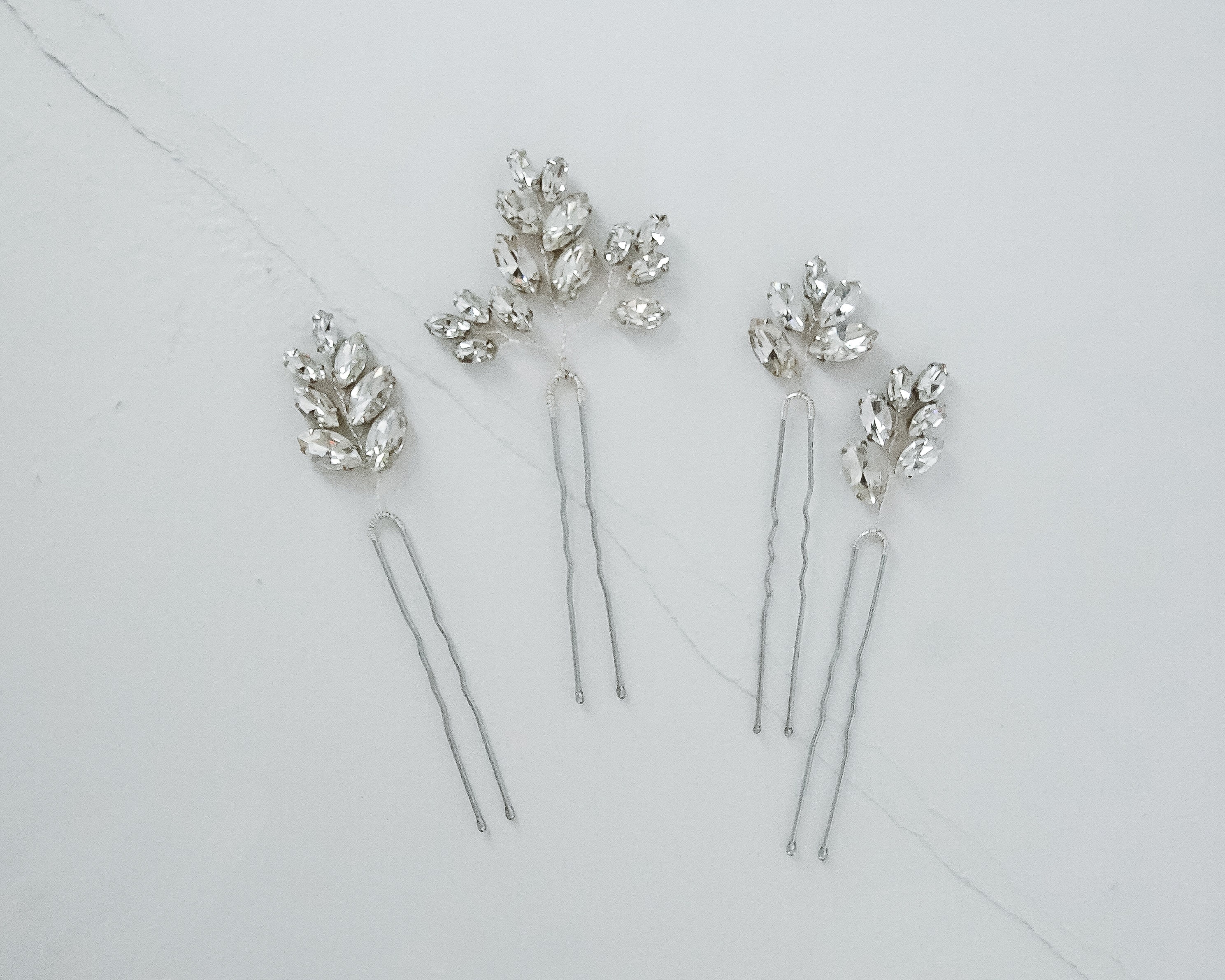 Rhinestone Branch Cluster Hair Pin Set Set of 4 | Etsy