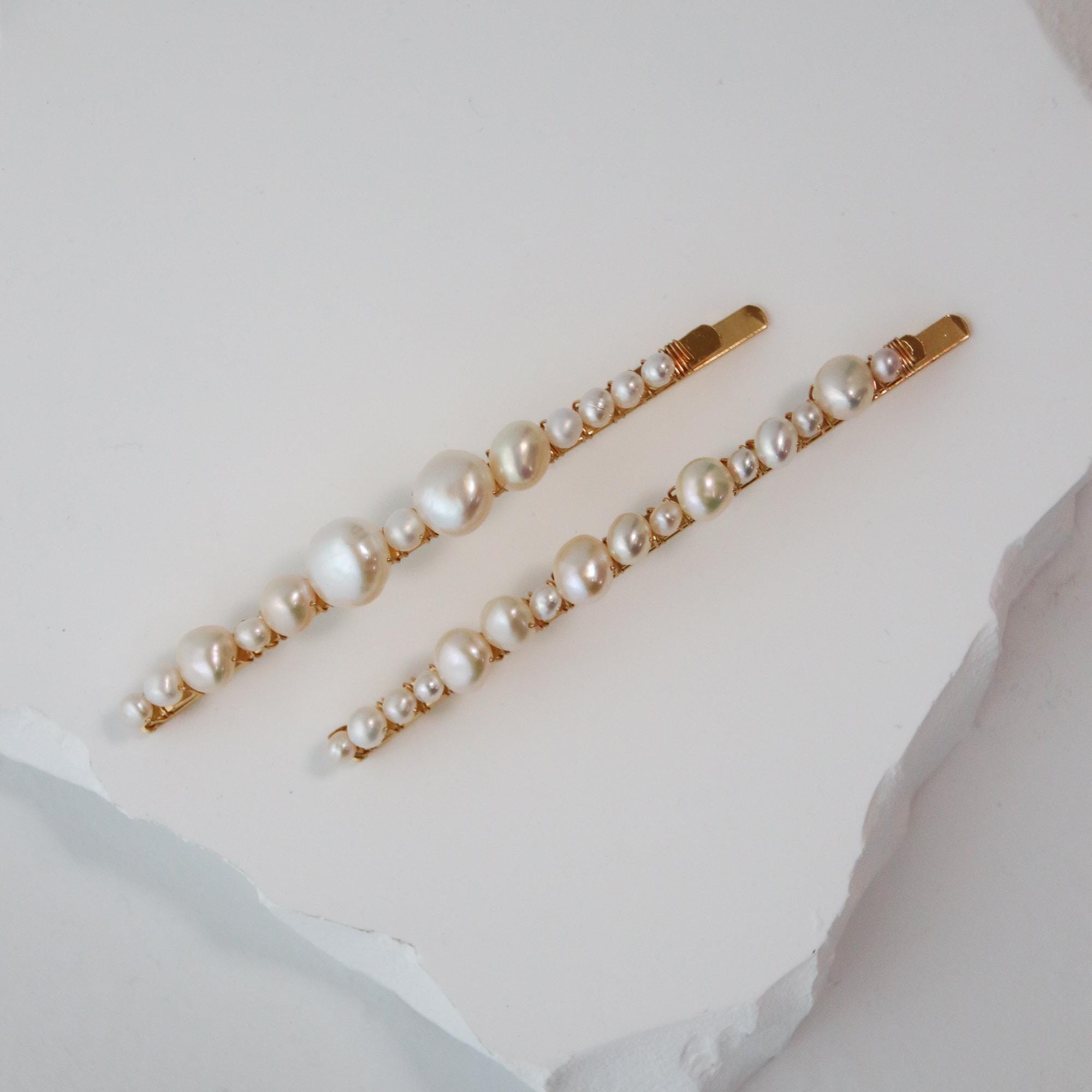 Freshwater Pearl Barrette: Minimal Bridal Hair Clip, Silver or Gold - Etsy