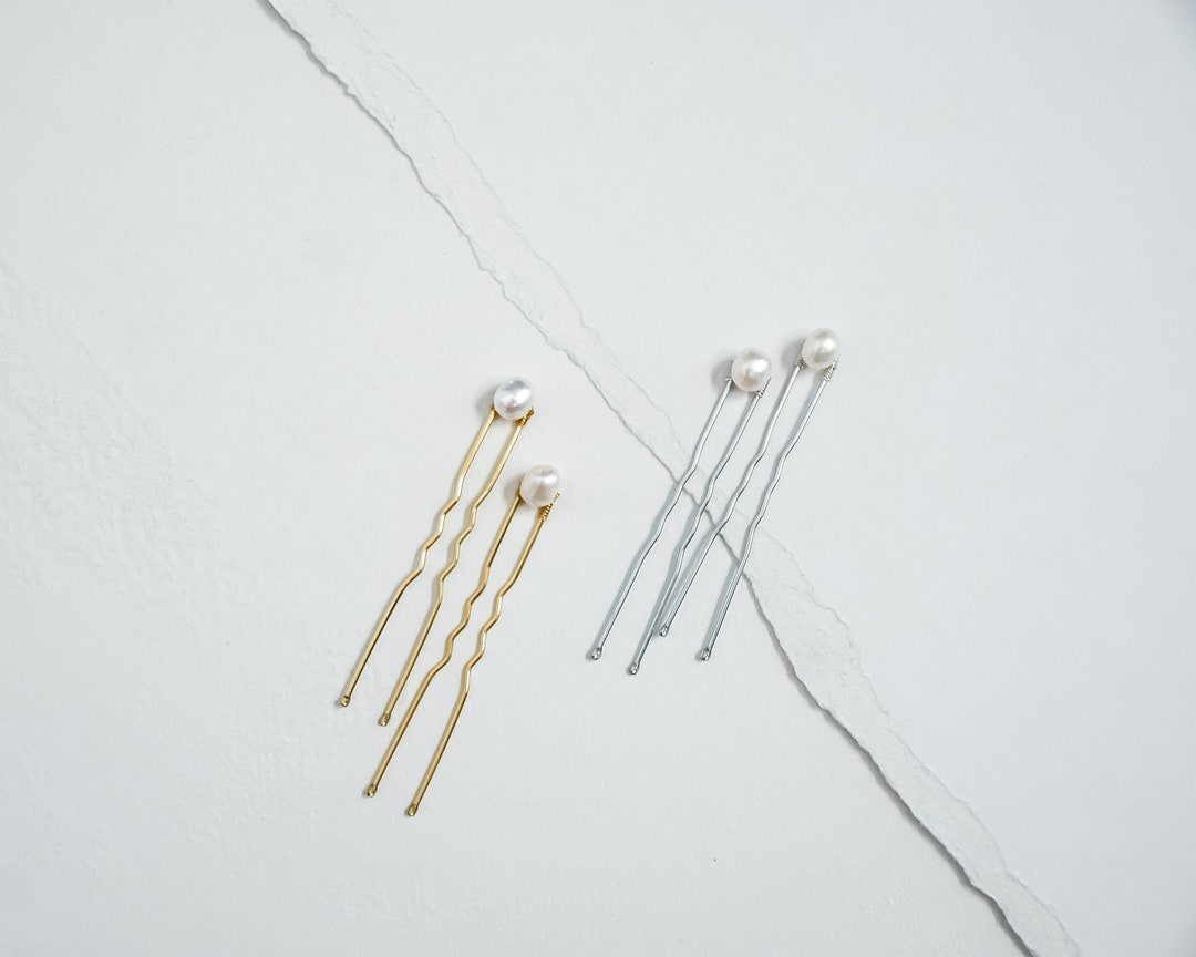 Pearl Drop Hair Pins (set of 2): Modern Bridal Accessories - Etsy