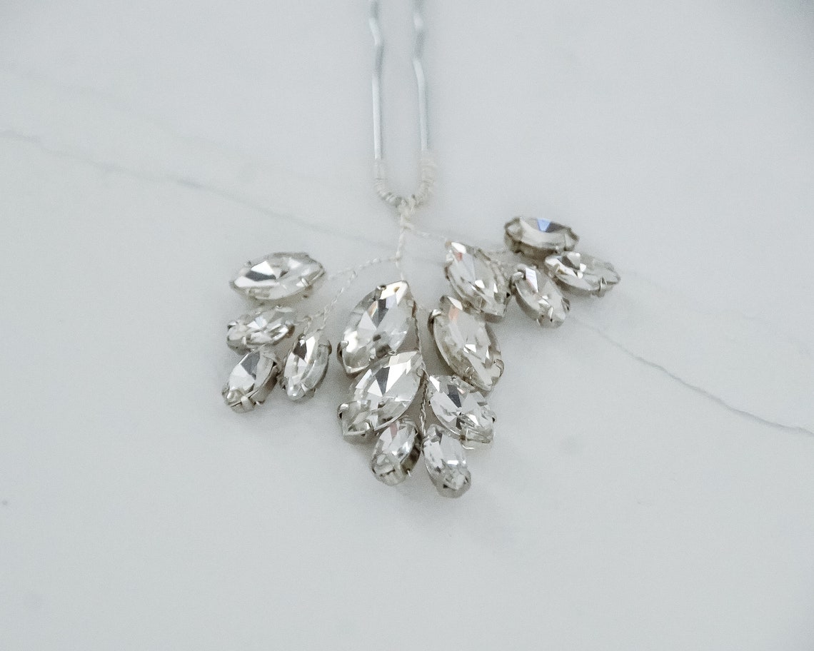 Rhinestone Branch Cluster Hair Pin Set set of 4 - Etsy