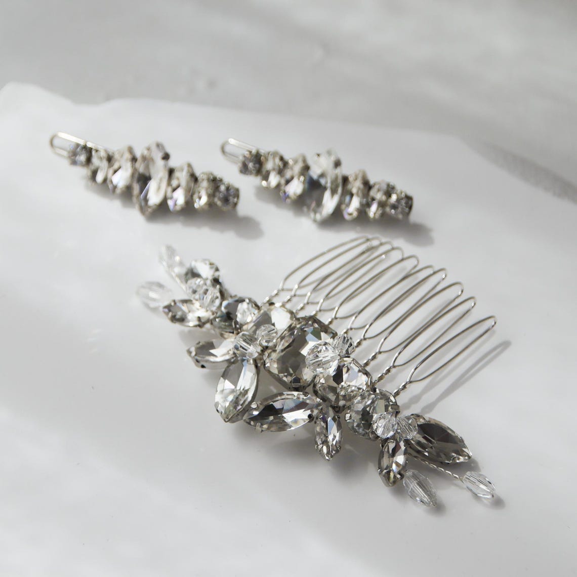 Rhinestone Cluster Hair Comb: Silver Crystal Bridal Hair Clip - Etsy