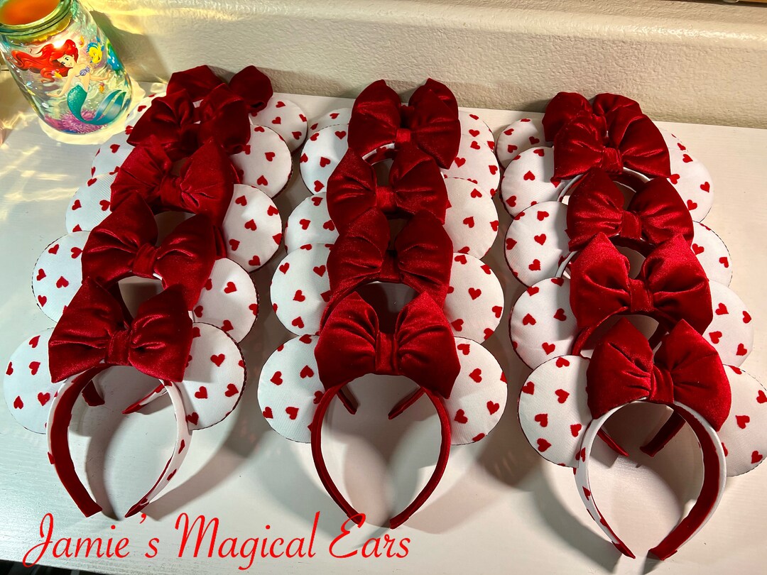Velvet Heart Ears in Red - Etsy