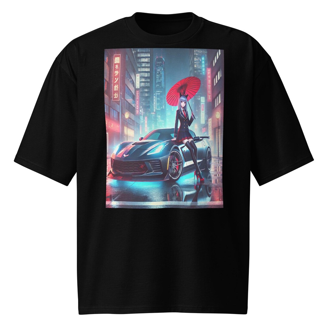 Anime Girl With Street Beast in Neon Cyberpunk Vibes Oversized ...