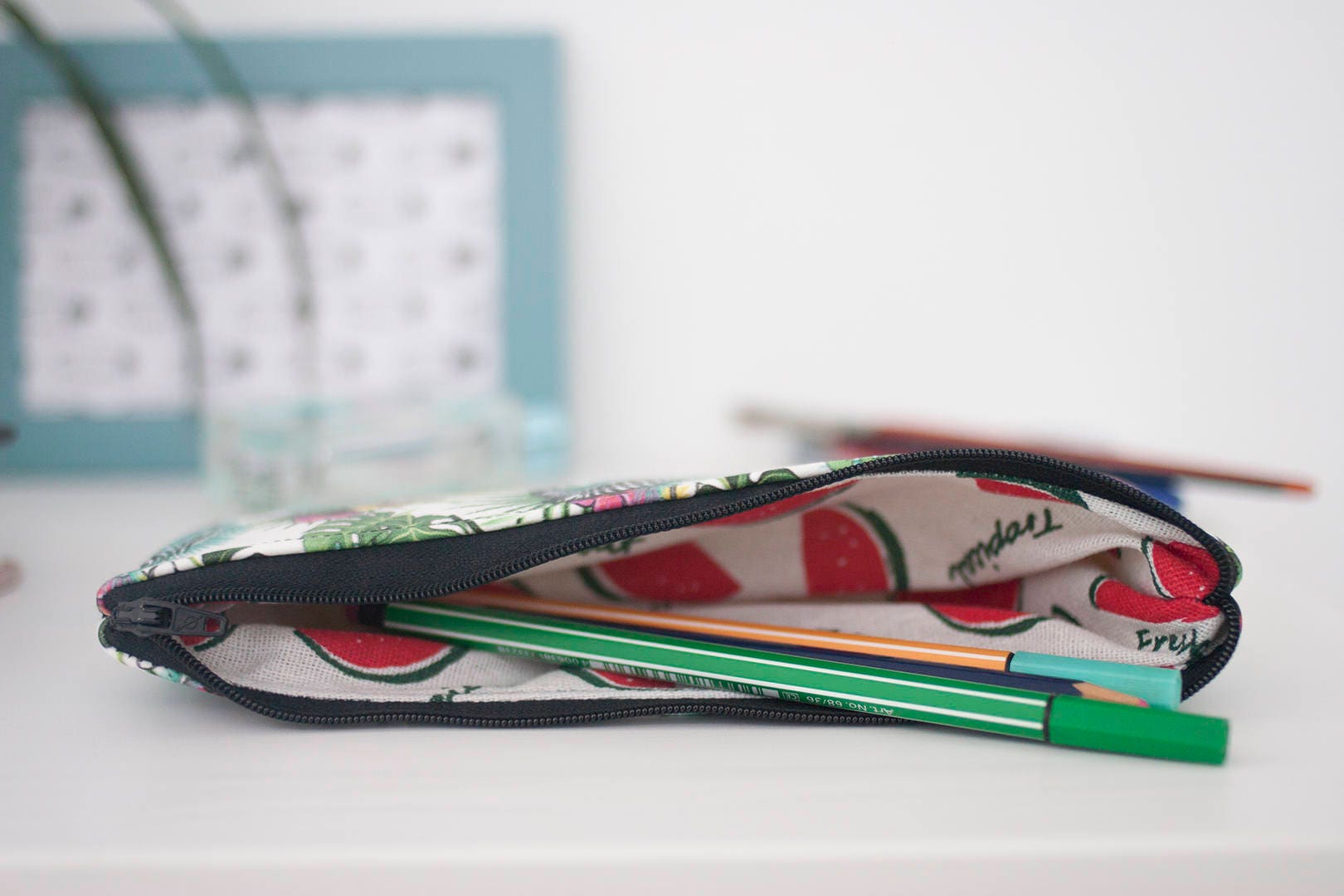 Pencil Case - Pencil Case Vegan - Tropical Leaf - Pencil Case- Pencil ...