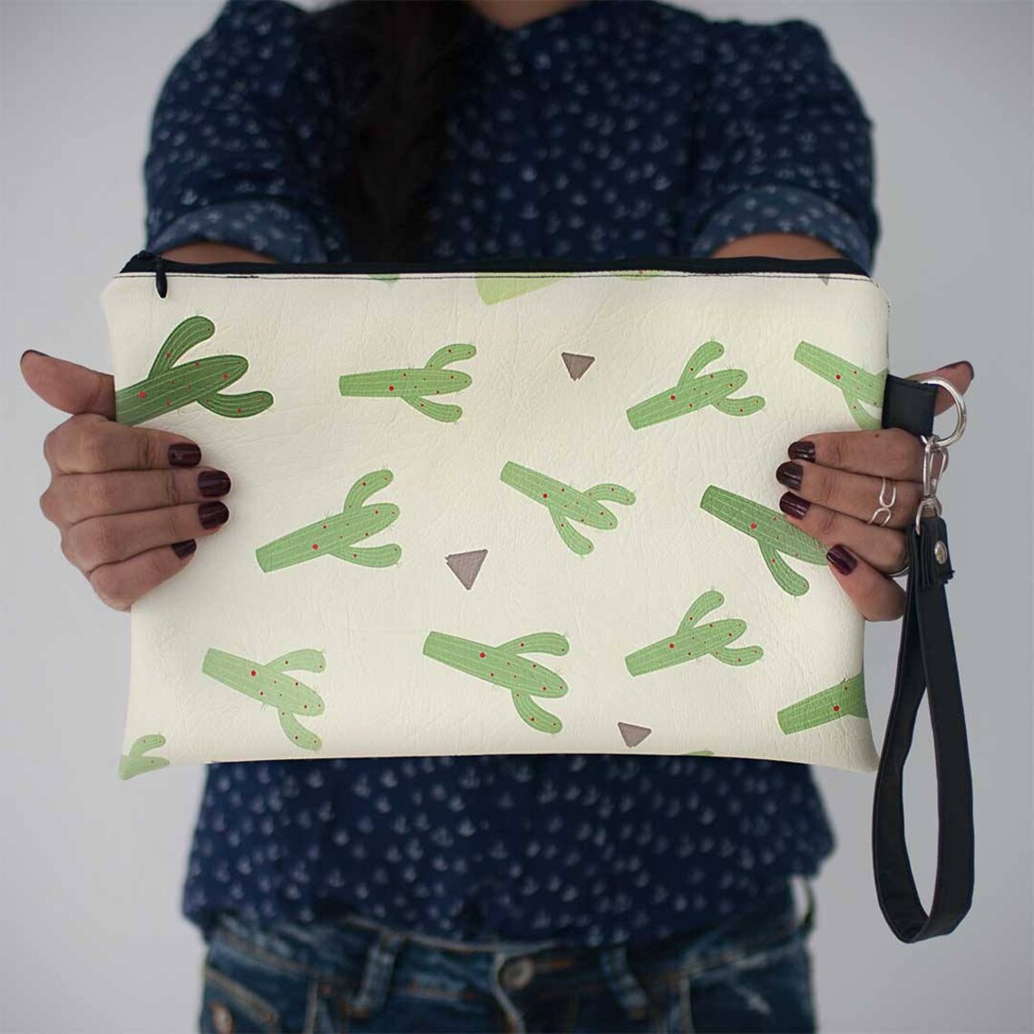 Cactus Fold Over Clutch- Crossbody Vegan Leather- Cactus Pouch- Cacti ...
