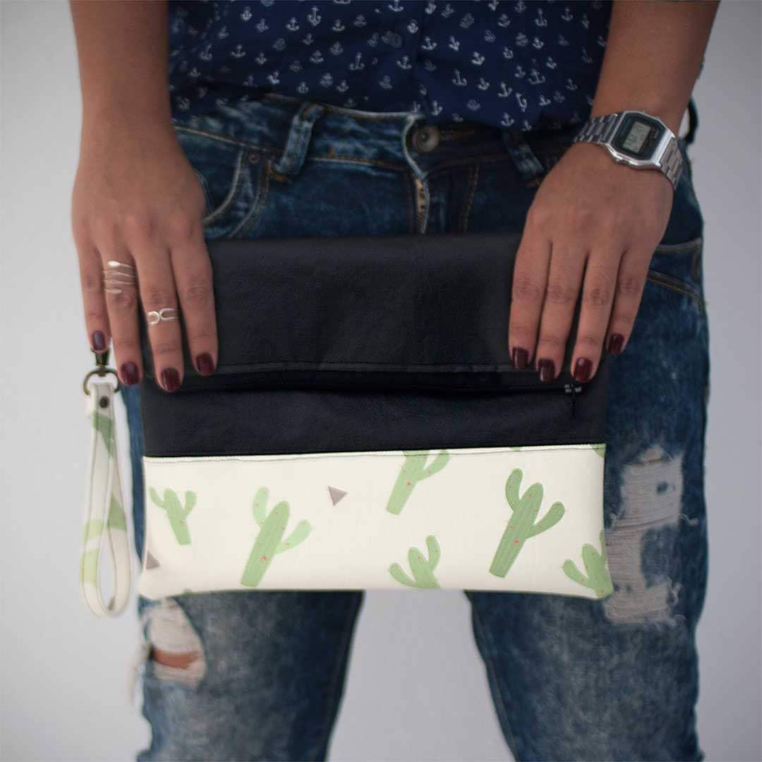Cactus Fold Over Clutch- Crossbody Vegan Leather- Cactus Pouch- Cacti ...