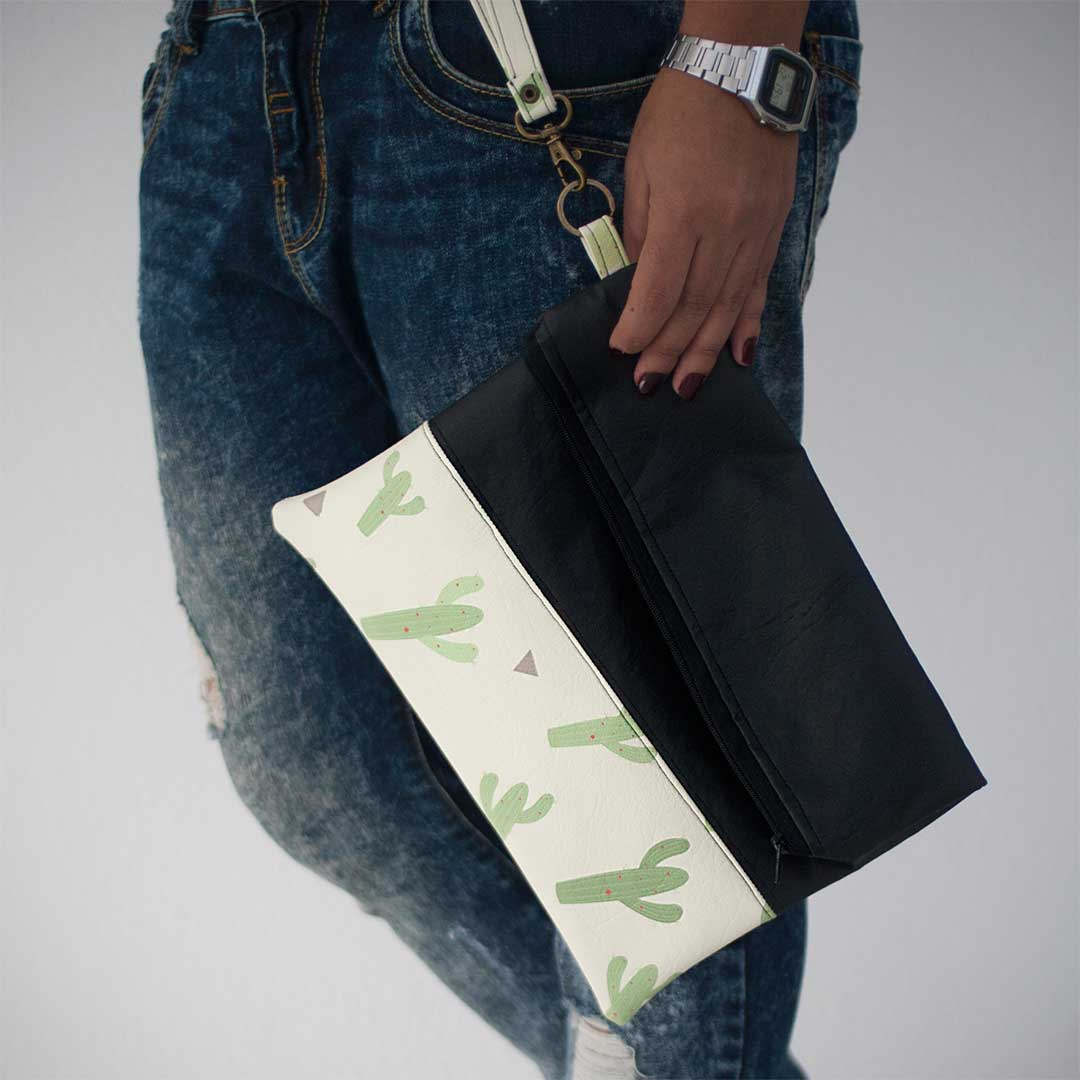 Cactus Fold Over Clutch- Crossbody Vegan Leather- Cactus Pouch- Cacti ...