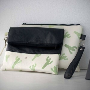 Cactus Fold Over Clutch- Crossbody Vegan Leather- Cactus Pouch- Cacti ...