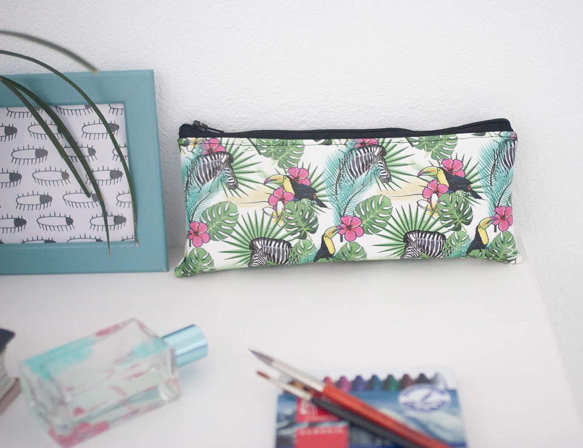 Pencil Case - Pencil Case Vegan - Tropical Leaf - Pencil Case- Pencil ...