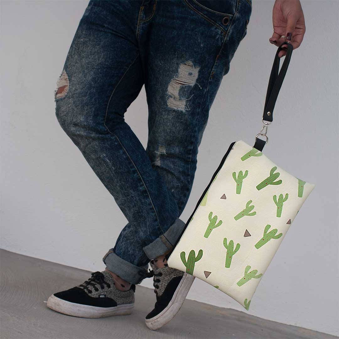 Cactus Fold Over Clutch- Crossbody Vegan Leather- Cactus Pouch- Cacti ...