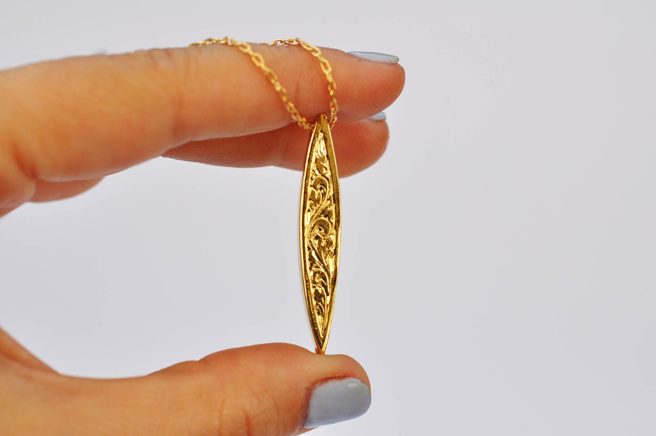 Gold Engraved Necklace Gold Necklace Personalized Jewelry - Etsy