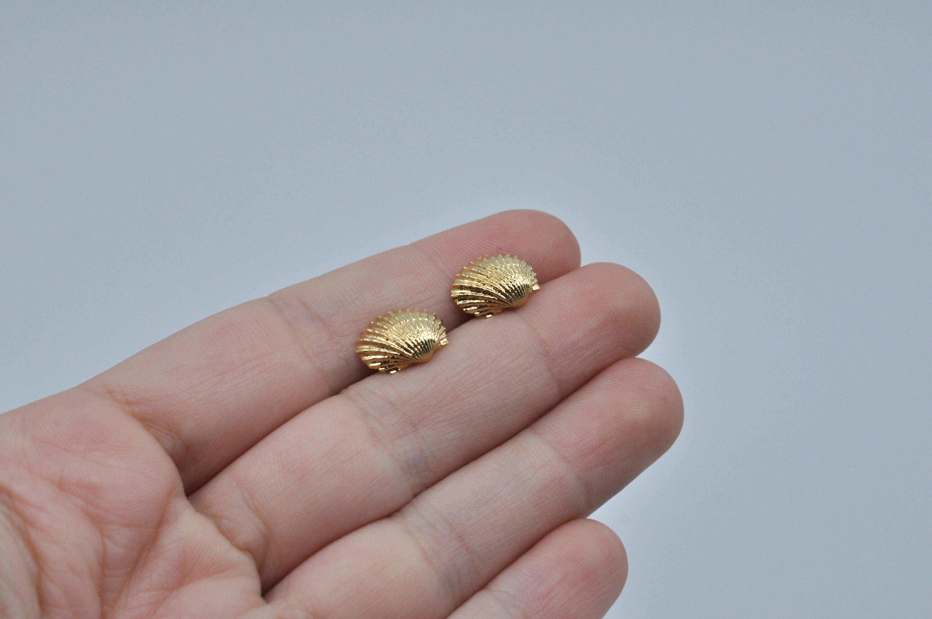 Shell Studs, Scalloped Shell, Tiny Shell Studs, Shell Jewelry, Mermaid Studs, Shell Studs ...