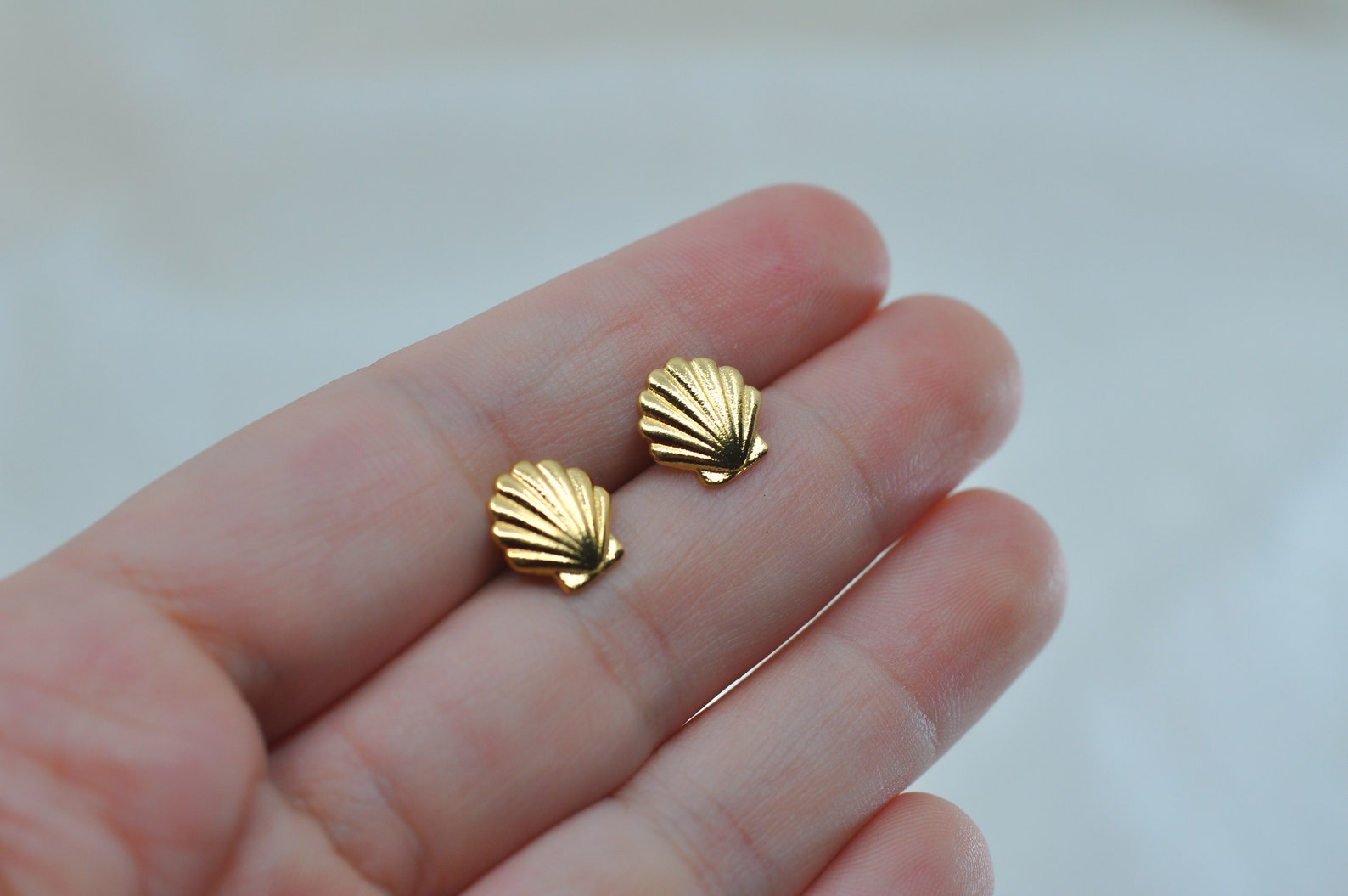 Shell Studs, Scalloped Shell, Tiny Shell Studs, Shell Jewelry, Mermaid ...