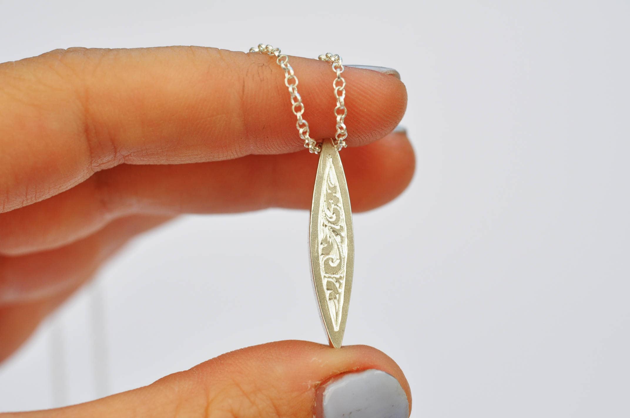 Gold Engraved Necklace Gold Necklace Personalized Jewelry - Etsy