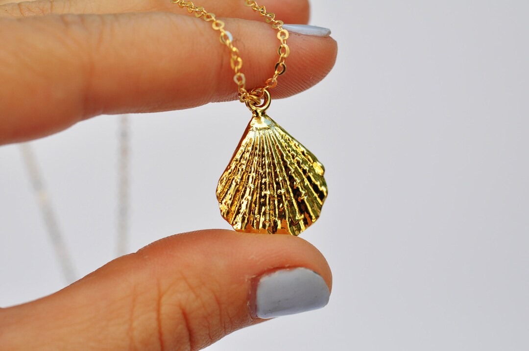 Gold Shell Necklace, Gold Shell, Shell Pendant, Beach Necklace, Summer ...