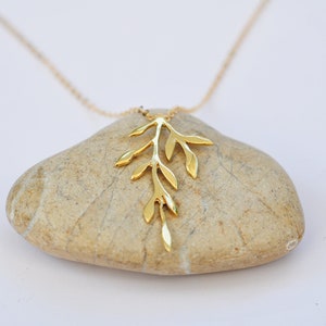 Leave necklace, gold leave jewelry, gold leave pendant, gold leaf ...
