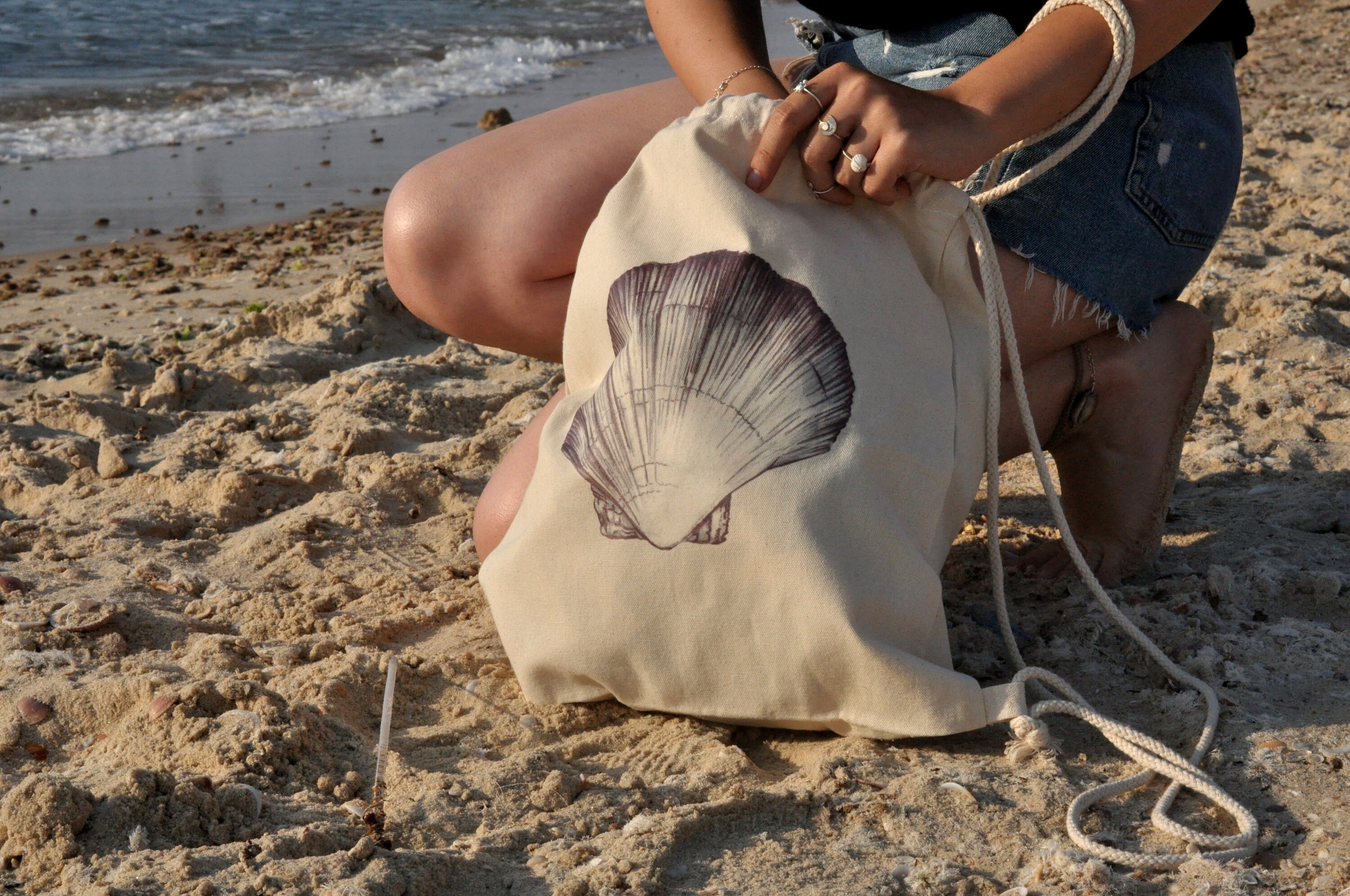 Beach Sack Bag, Ocean Sack Bag, Cotton Sack Bag, Shopping Sack Bag ...