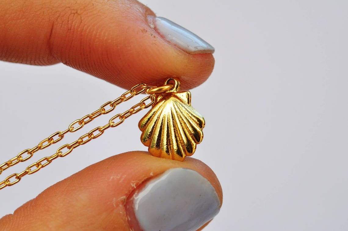 Gold shell necklace seashell necklace gold shell dainty | Etsy