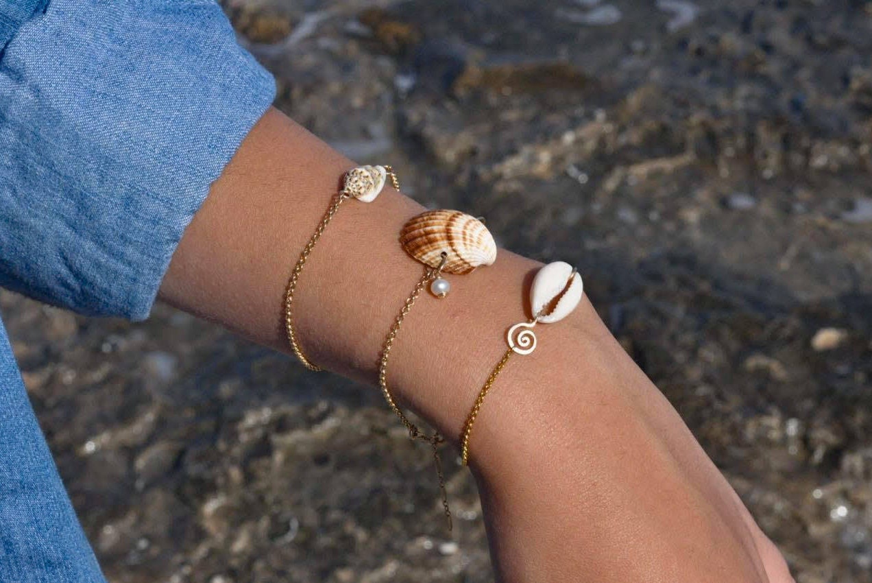Real Seashell Bracelet Goldfield Sterling Silver Unique Ocean Love ...