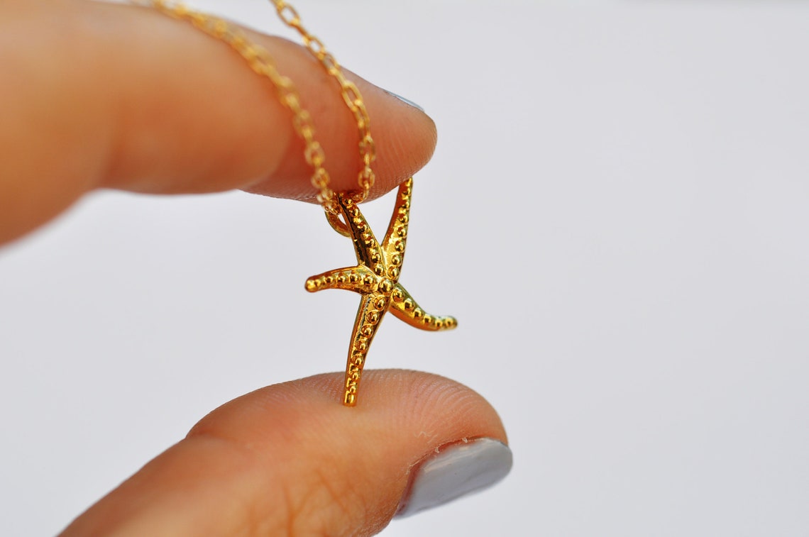 Starfish Necklace Gold Starfish Starfish Pendant Beach | Etsy